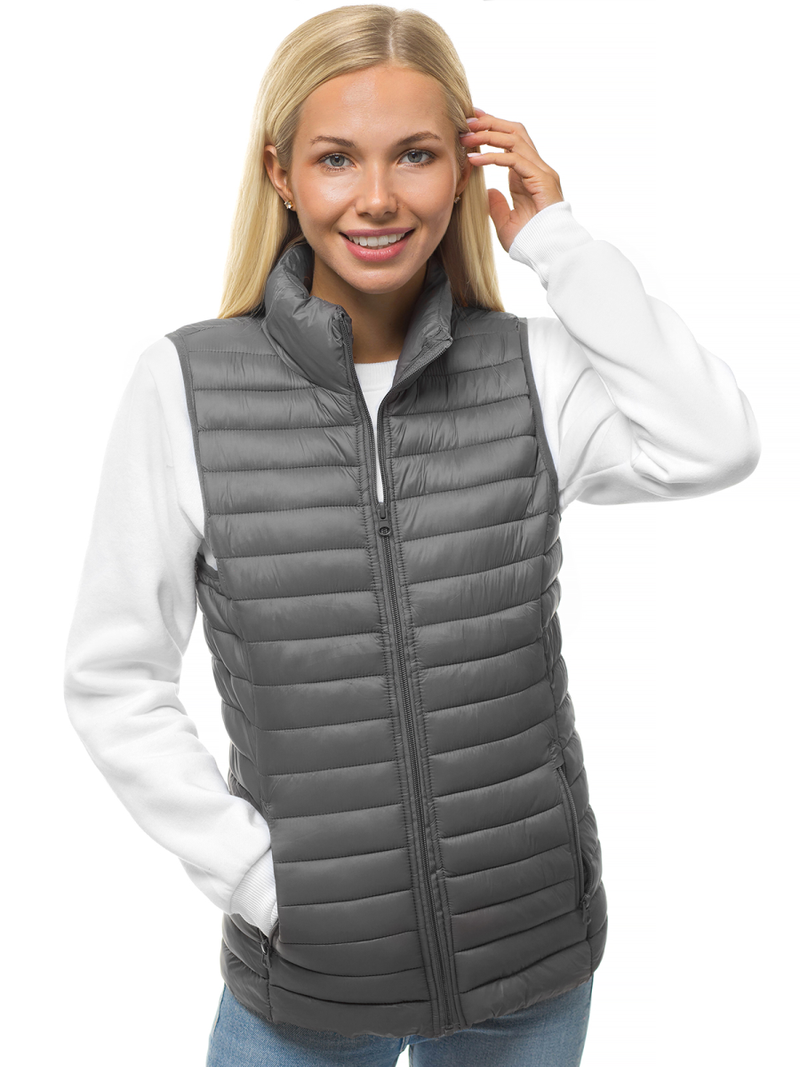 Women's Gilet - Grey OZONEE JS/20314 - Men's Clothing | Ozonee