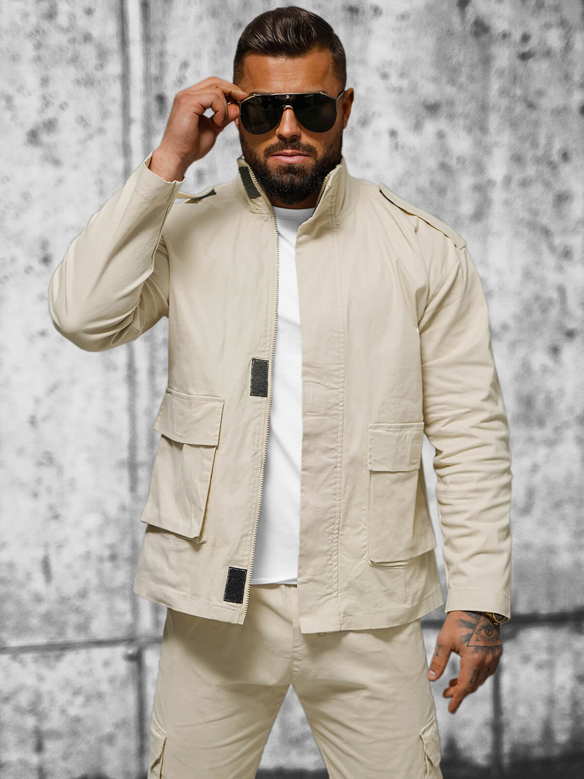 Men's Jacket - Beige OZONEE O/G3035 - Men's Clothing | Ozonee