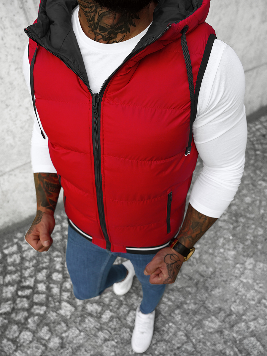 Men's Reversible Gilet - Red OZONEE N/7127 - Men's Clothing | Ozonee