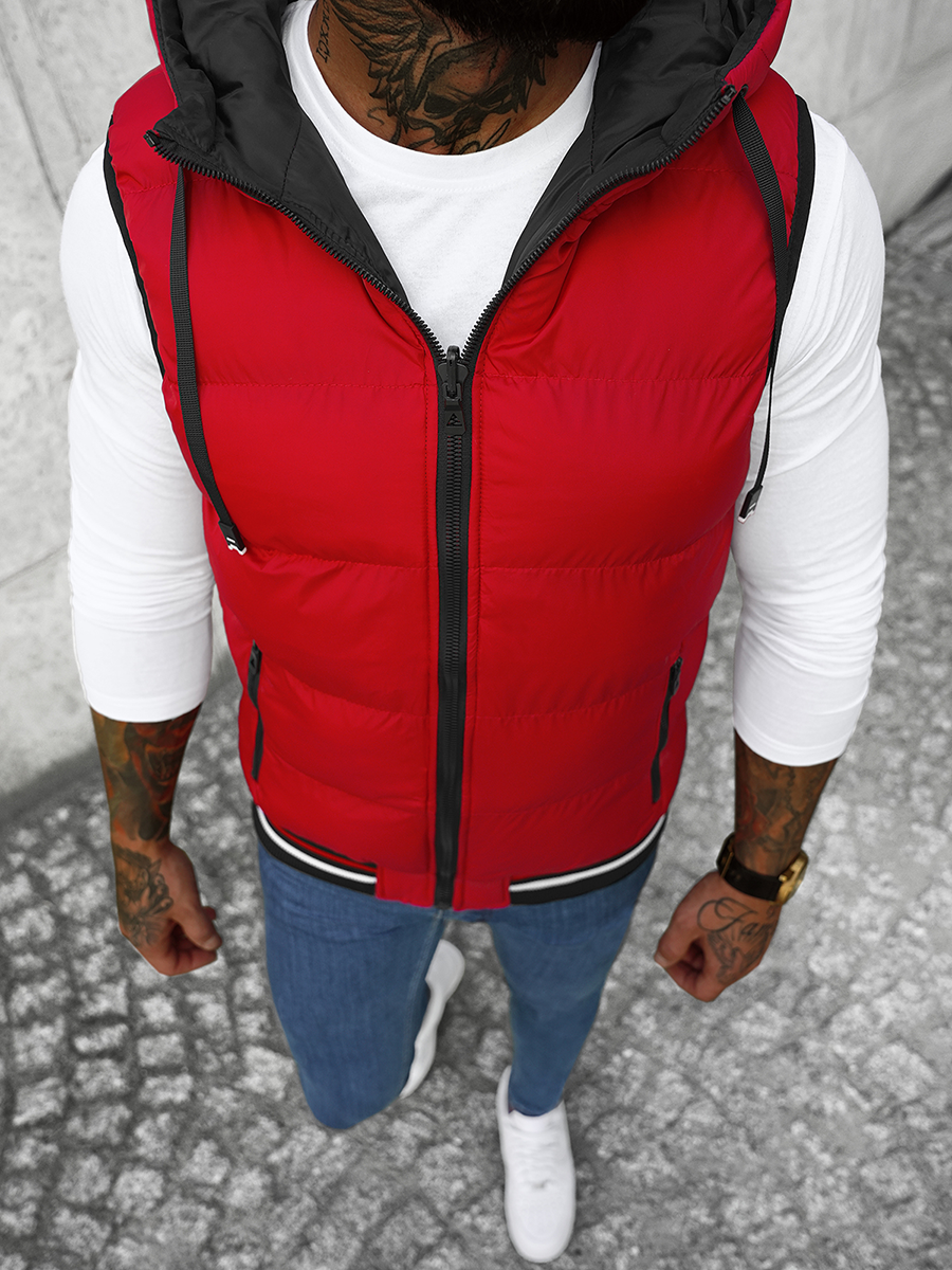 Men's Reversible Gilet - Red OZONEE N/7127 - Men's Clothing | Ozonee